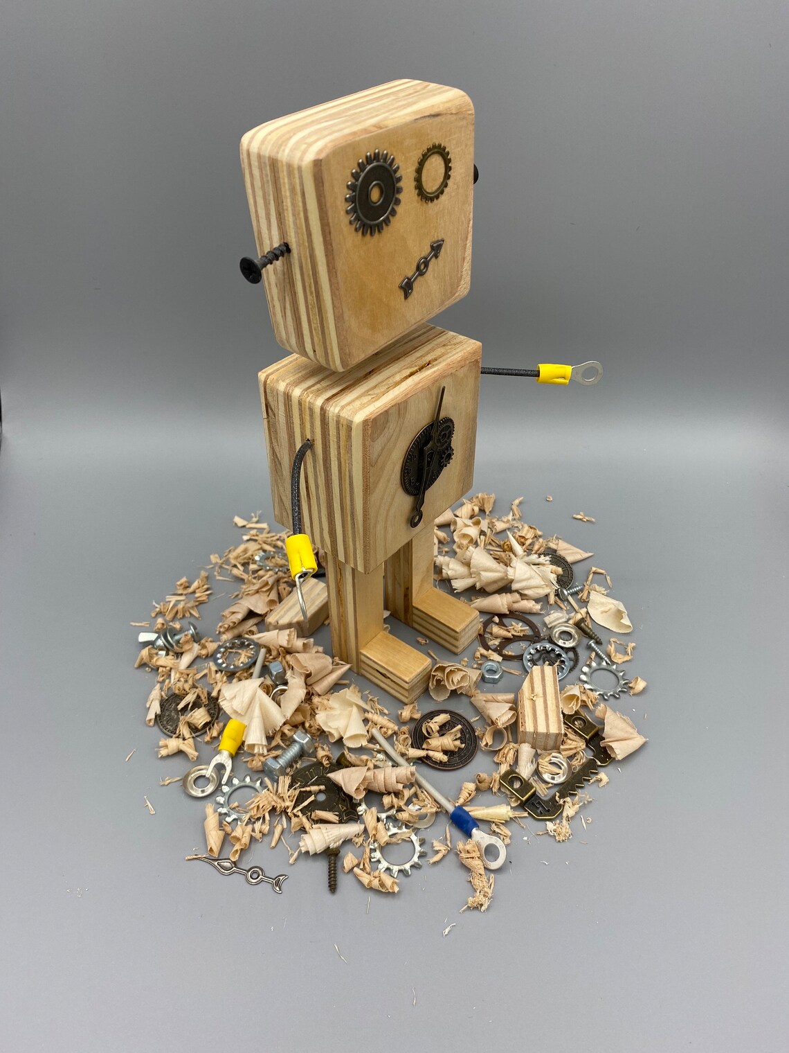 Handmade Wood Robot, Robot, Wood Robot, Whimsical Robot, Scrap Wood ...