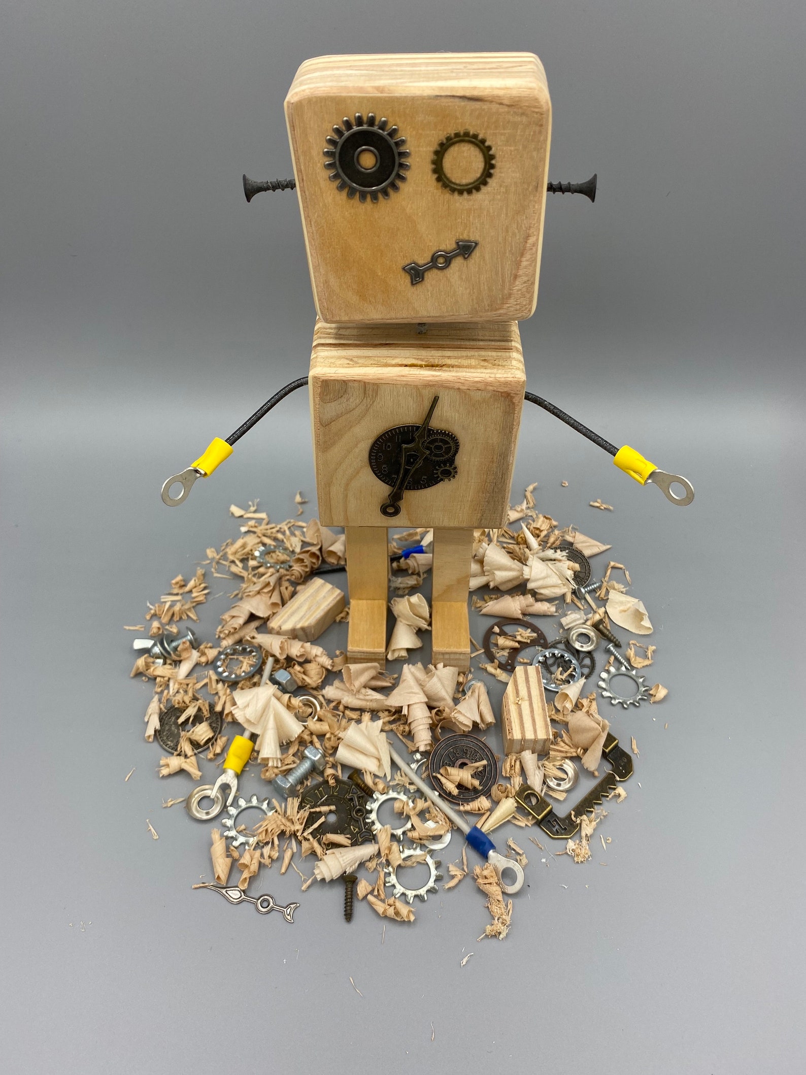 Handmade Wood Robot, Robot, Wood Robot, Whimsical Robot, Scrap Wood ...
