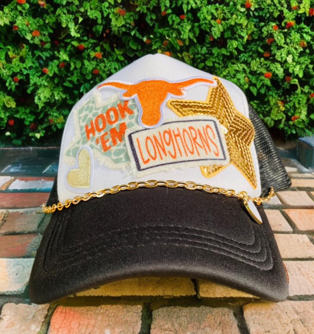Texas Longhorn Trucker Hat, Hook ‘em Horns, Hat W/patches, Longhorn ...