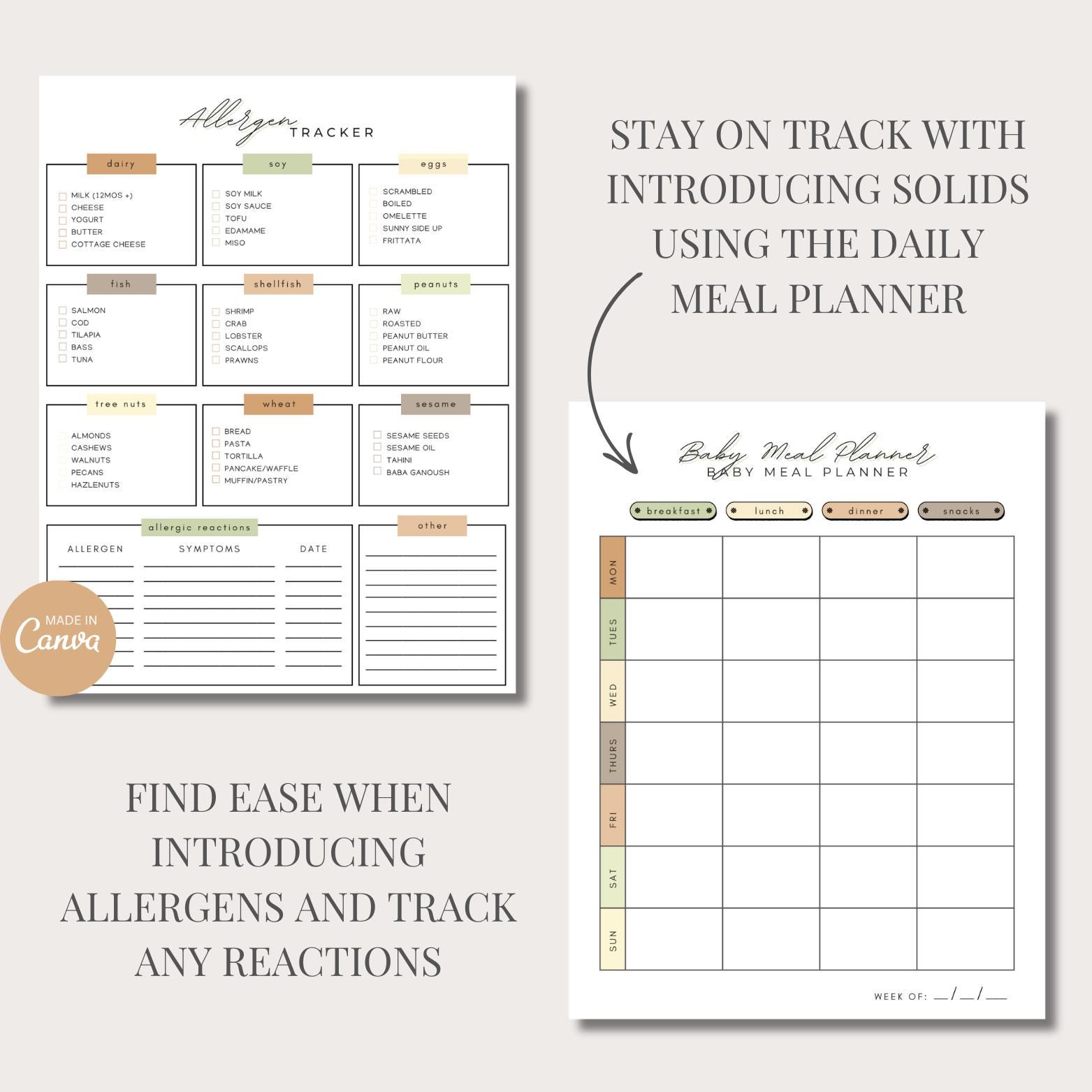 Baby's First Foods Printable | First Foods Tracker | Allergen Tracker ...