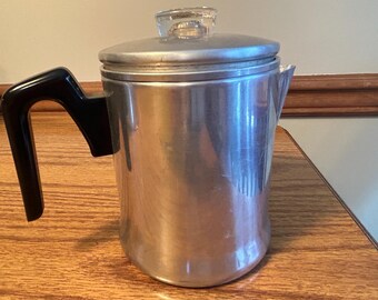 Vintage Coffee Pot Percolator Aluminum Stovetop Camp Fire Percolator S ...