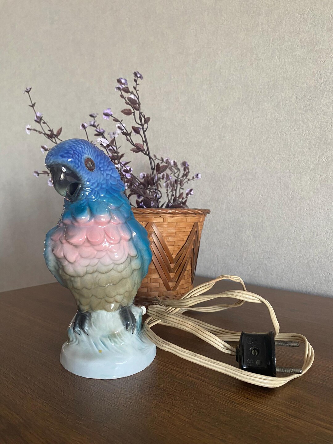 Antique Parrot Table Lamp Since 1950's-parrot Table Lamp -antique Table ...