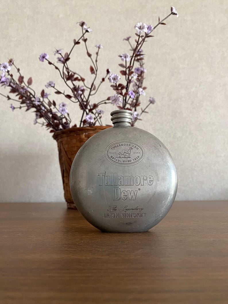 Vintage Tullamore Dew Steel Hip Flask: Irish Whiskey Collectible - Etsy