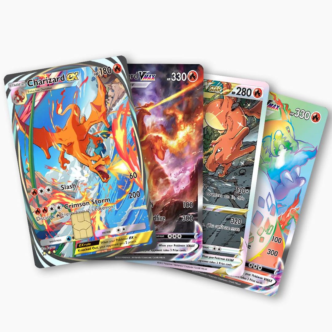 Custom Pokemon Holographic Charizard Credit/debit Card Decal Sticker ...