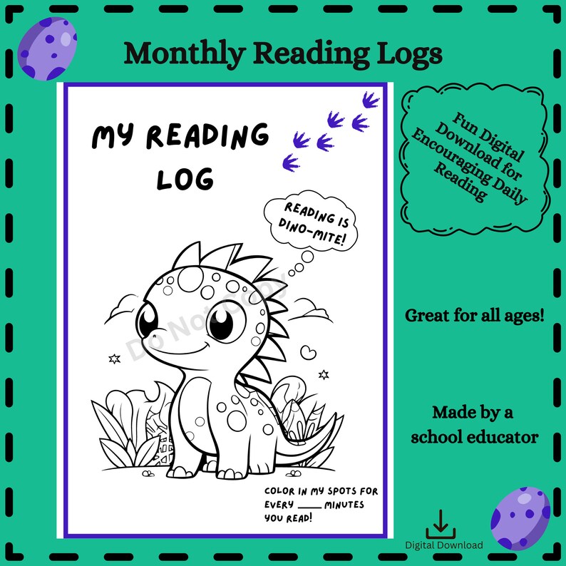 Dragon Monthly Reading Log - Fun Fillable Progress Tracker - Encourages ...