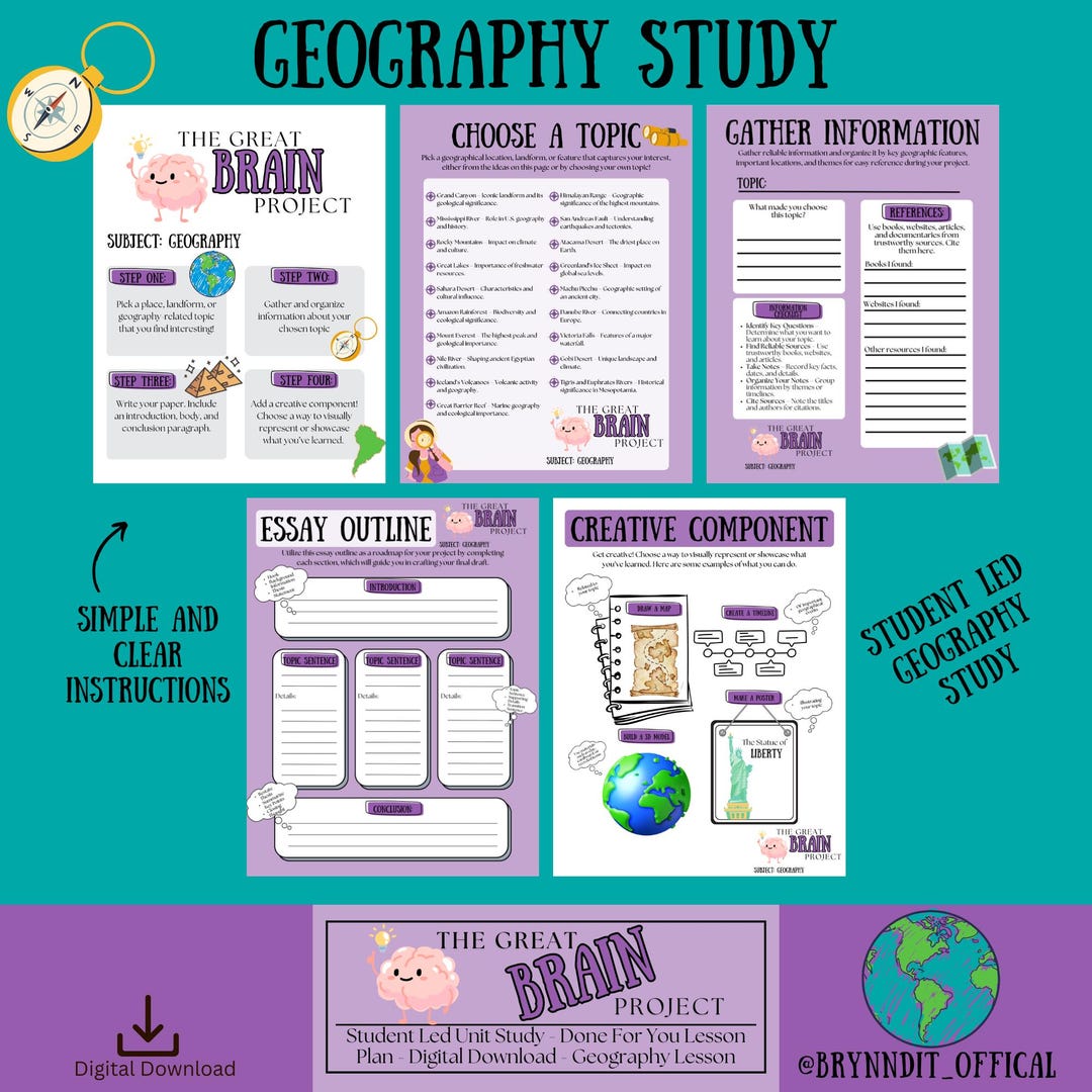 The Great Brain Project: Geography Packet, Engaging Student-led Unit ...