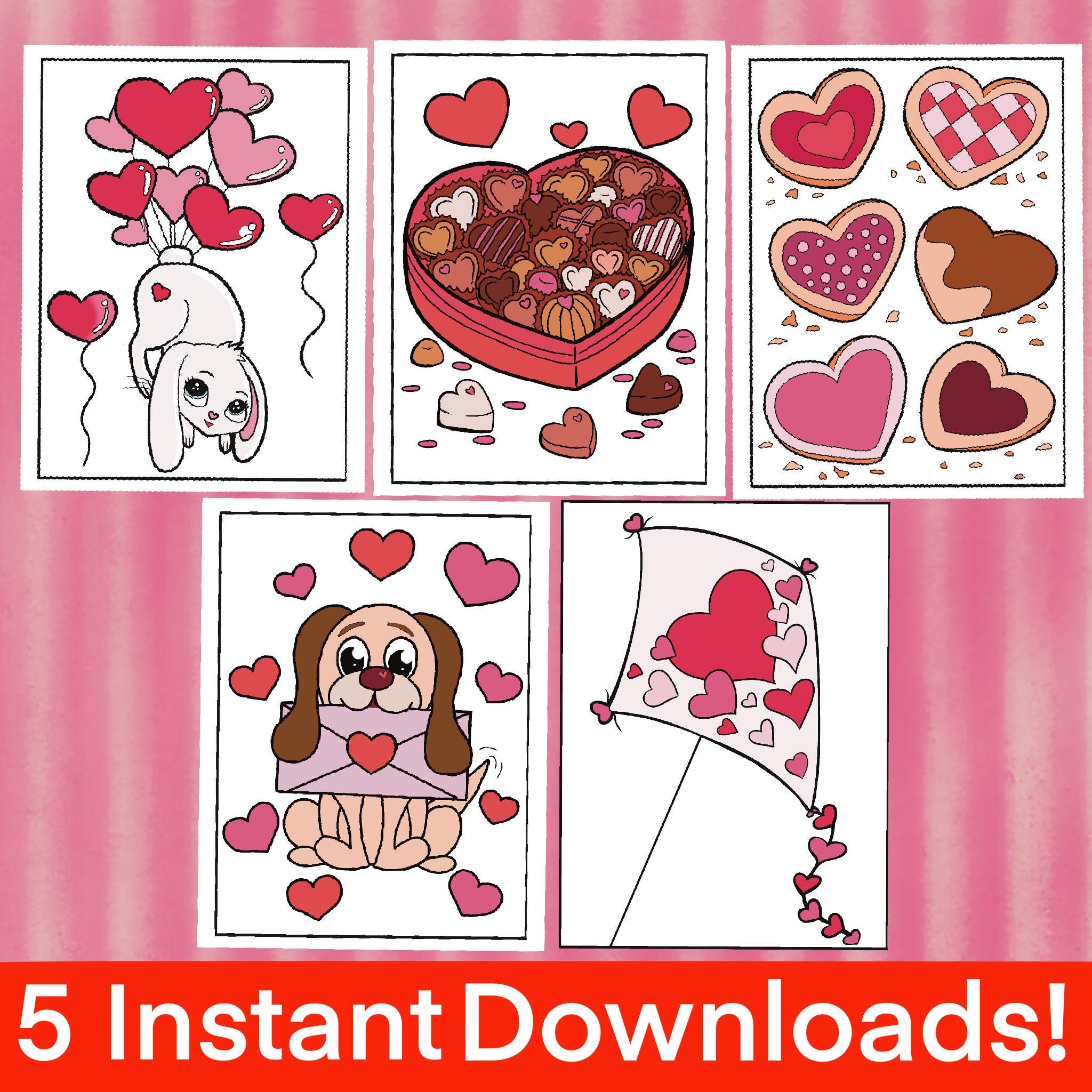 Valentine's Day Coloring Pages, Valentine's Day Printable, Valentine's ...