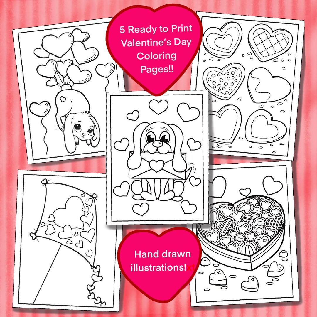 Valentine's Day Coloring Pages, Valentine's Day Printable, Valentine's ...