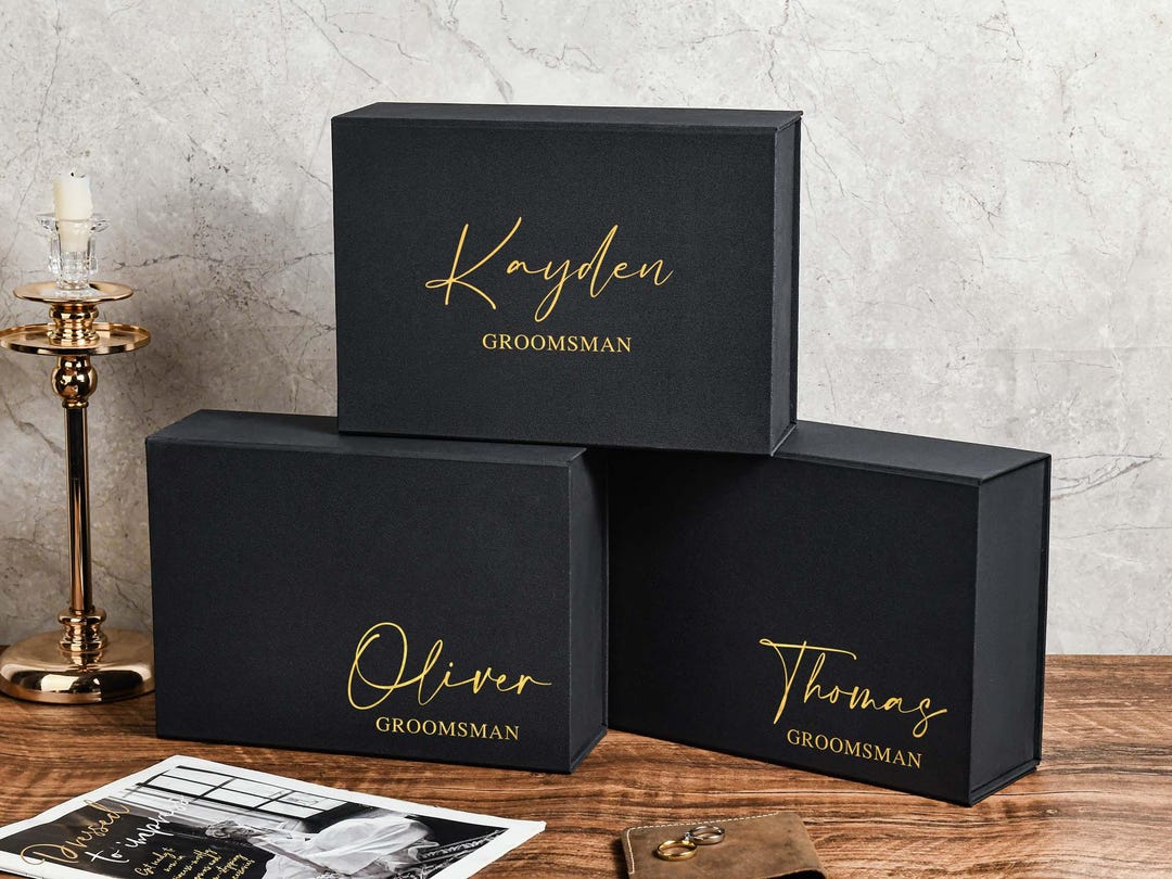 Personalized Groomsman Folding Gift Box,groomsmen Gift Box,black ...