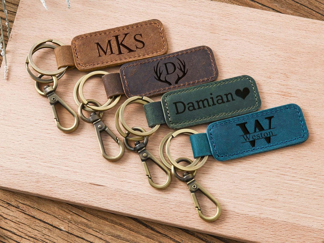 Personalized Leather Keychain,engraved Leather Keychain for Men,best ...