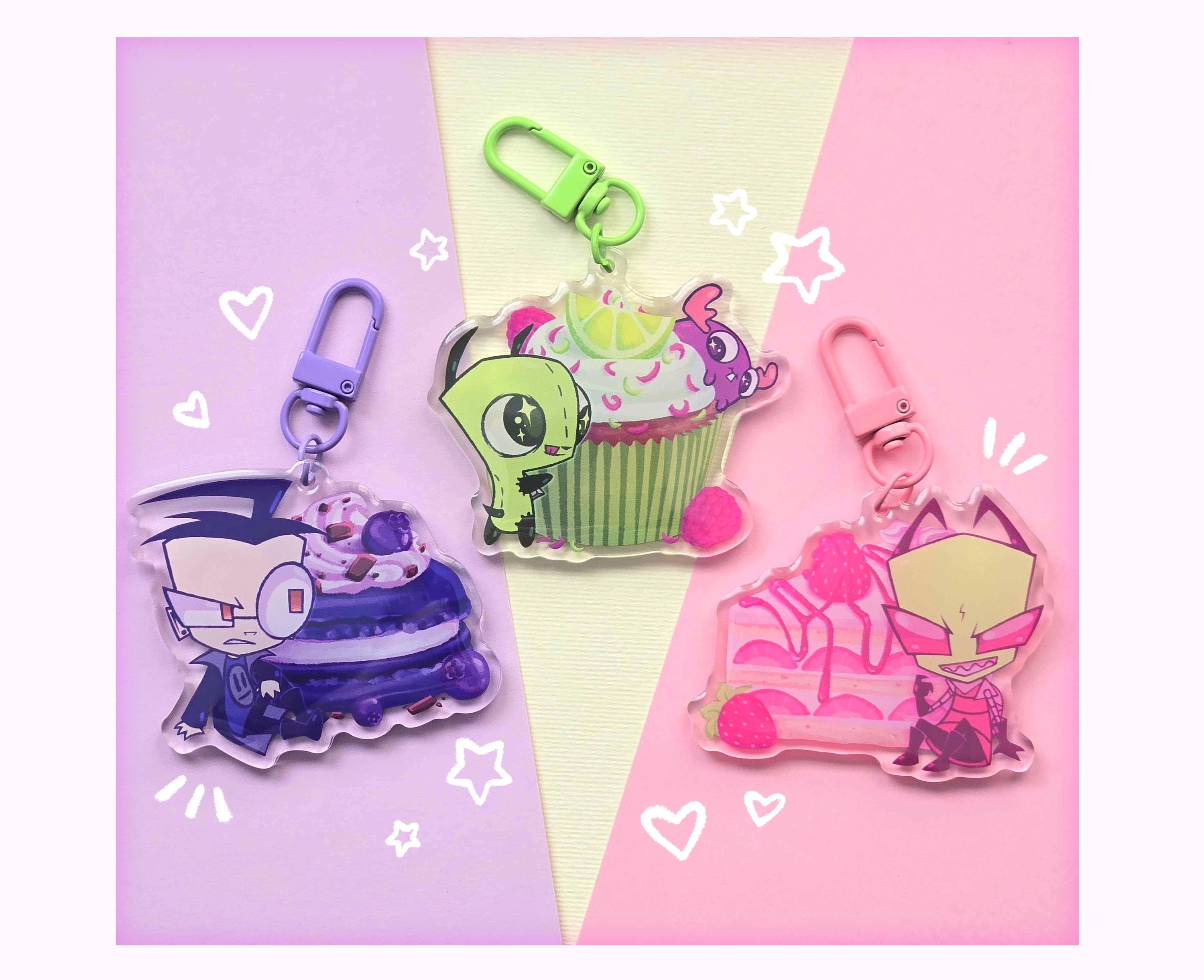 Invader Zim Dessert Acrylic Epoxy Keychain Charms 2in. – Zim, Dib, Gir ...