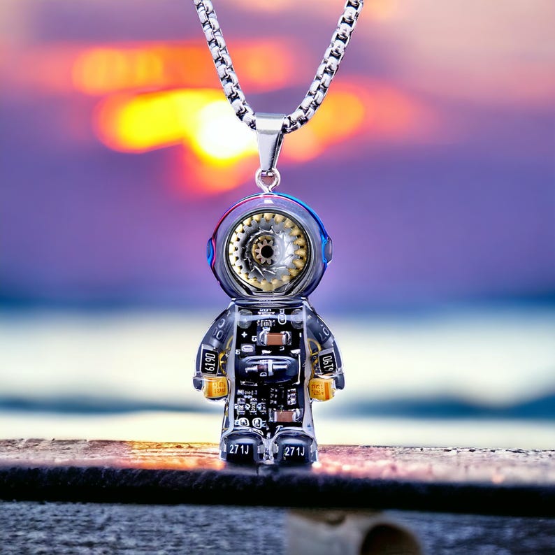 Handmade Cyberpunk Astronaut Pendant & Bag Charmrecycled Electronic ...