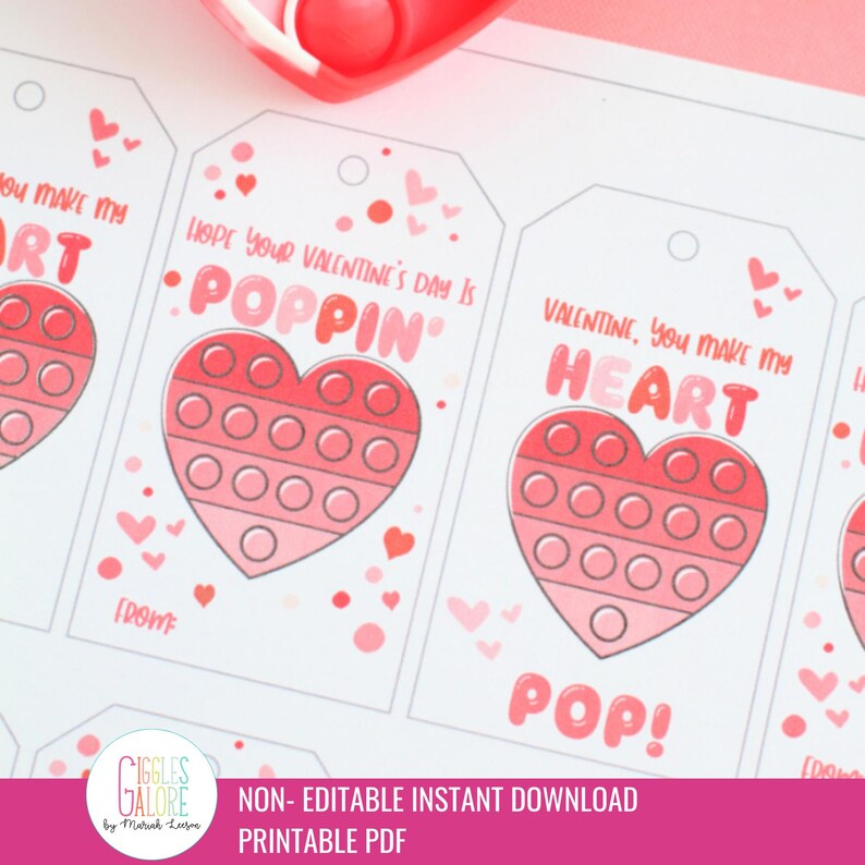 Pop It Valentine's Day Tag, PDF Instant Download - Etsy
