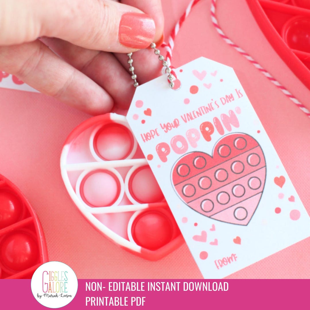 Pop It Valentine's Day Tag, PDF Instant Download - Etsy