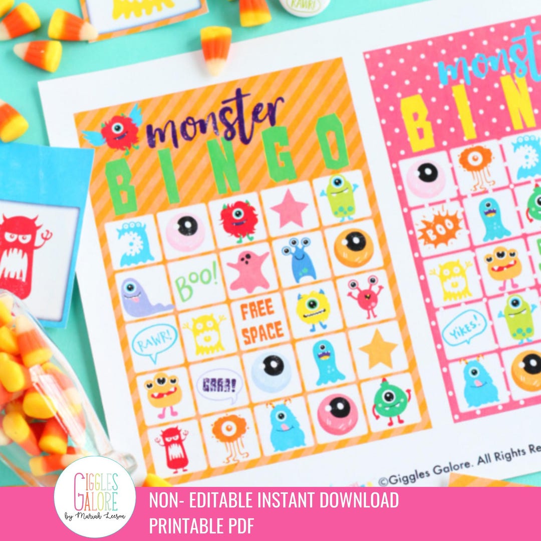 Monster Bingo Printable Game, PDF Instant Download - Etsy UK