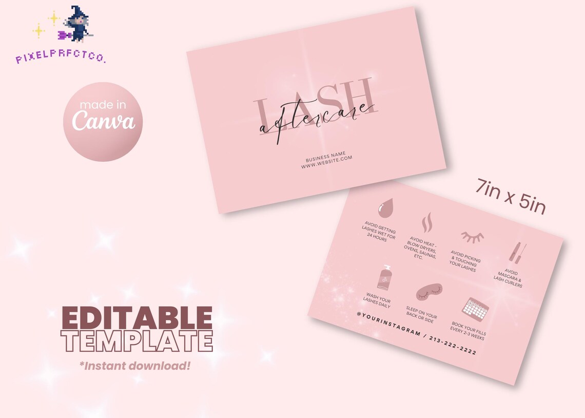 Editable Lash Aftercare Card Template - Etsy