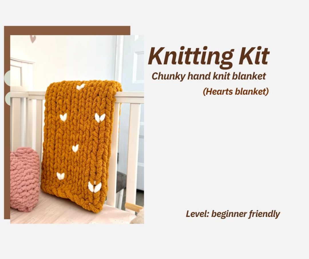 DIY Chunky Knit Blanket Kit | Hand-knitting Kit for Beginners & Adults ...
