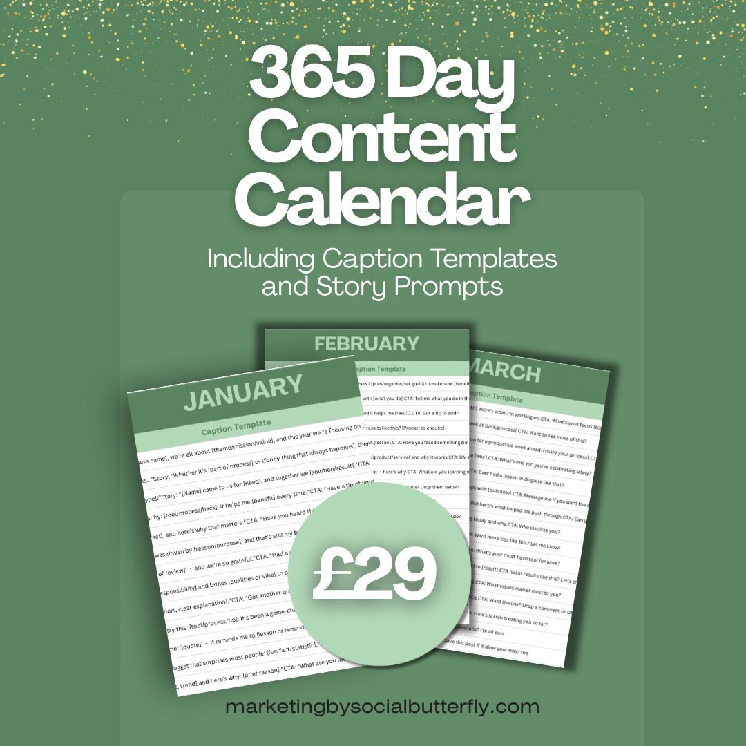 365 Day Social Media Content Calendar for Small Business | Post Ideas ...