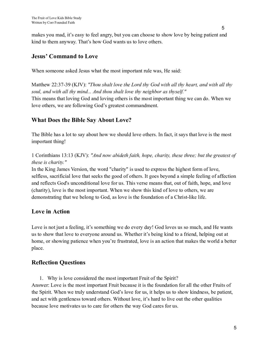 The Fruit of Love | Kids Bible Study on Galatians 5:22–23 | 9-week KJV ...