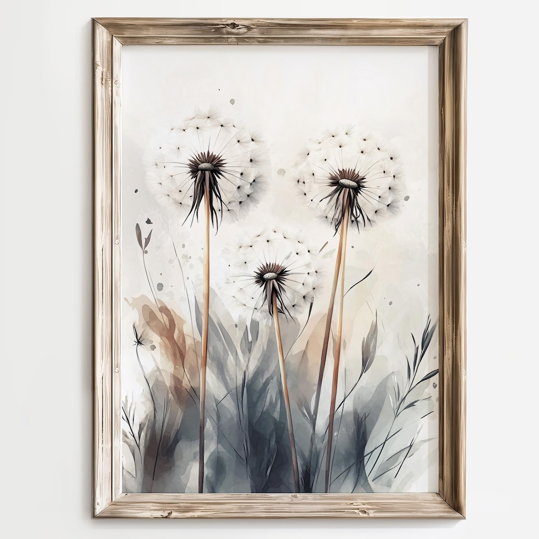 Dandelion Art Print, Watercolor Dandelion Decor, Botanical Wall Art ...