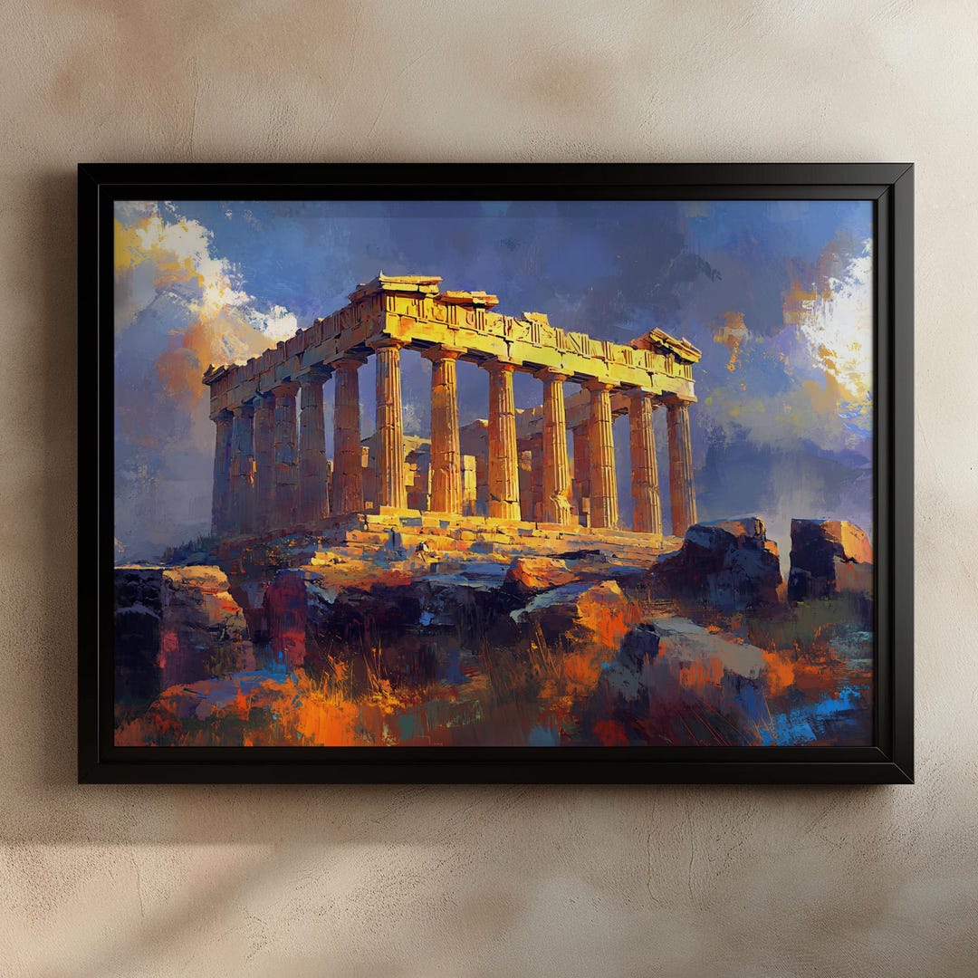Ancient Greek Parthenon Wall Art, Historic Landmark Painting ...