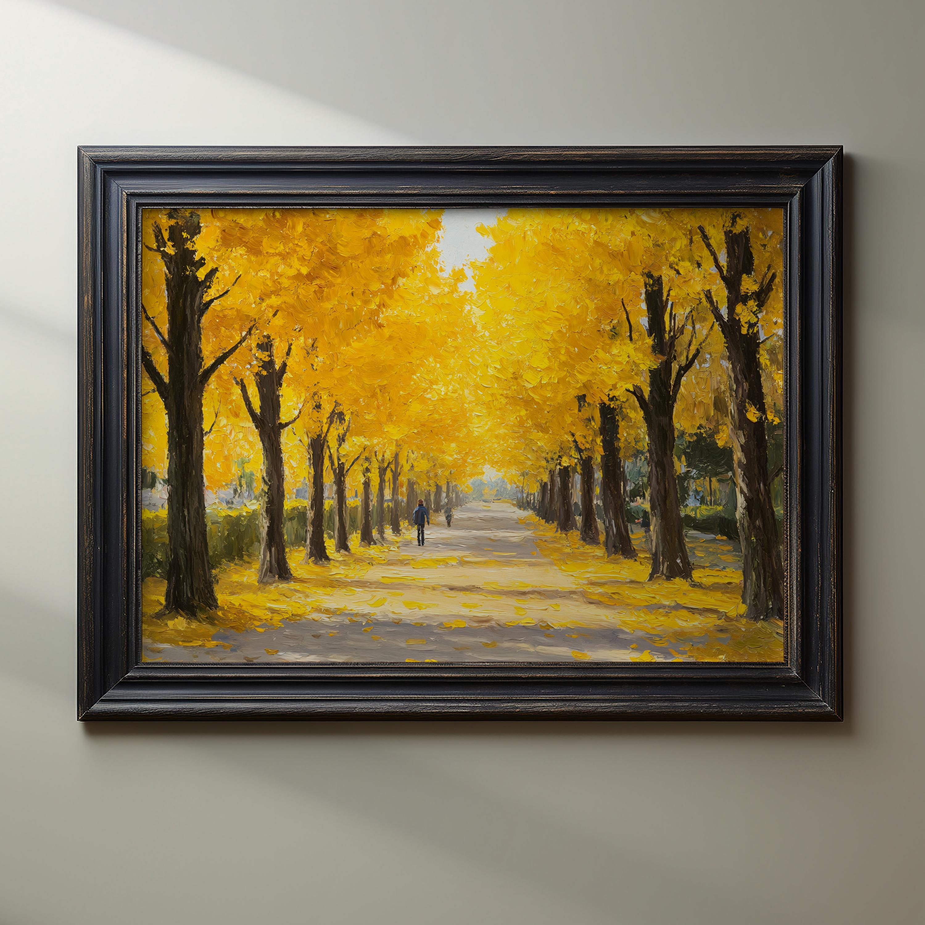 Golden Autumn Path Wall Art, Fall Landscape Print, Yellow Foliage ...