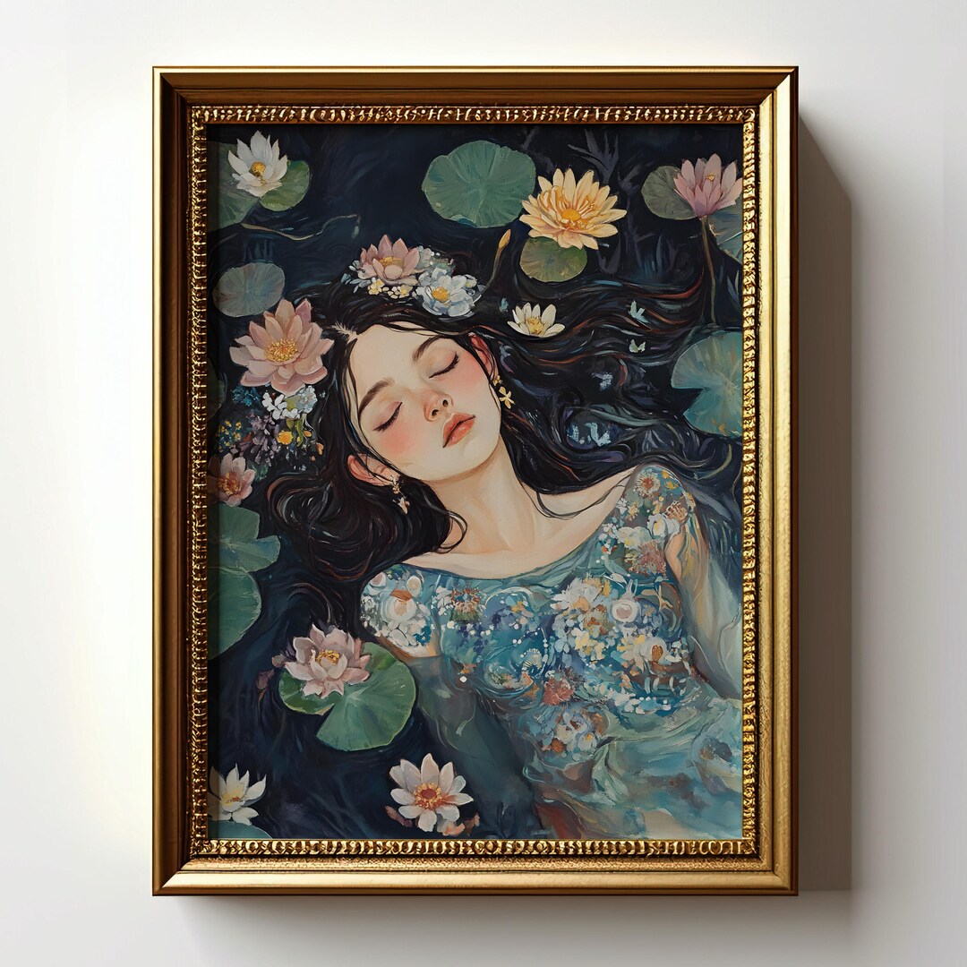 Ophelia Painting Print, Ethereal Water Nymph Art, Romantic Fantasy ...