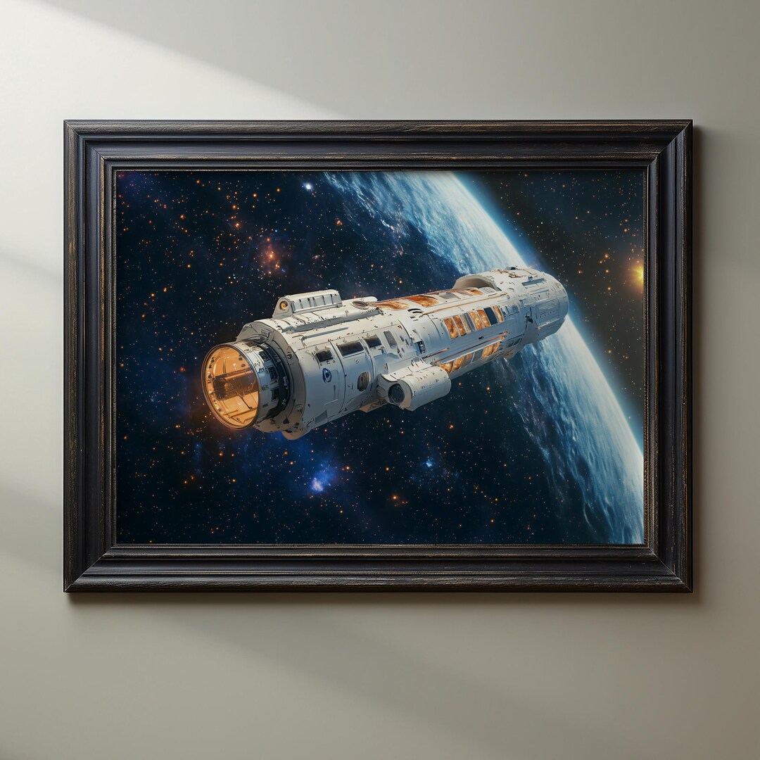 Spaceship Art Print, Sci-fi Wall Decor, Space Exploration Poster ...