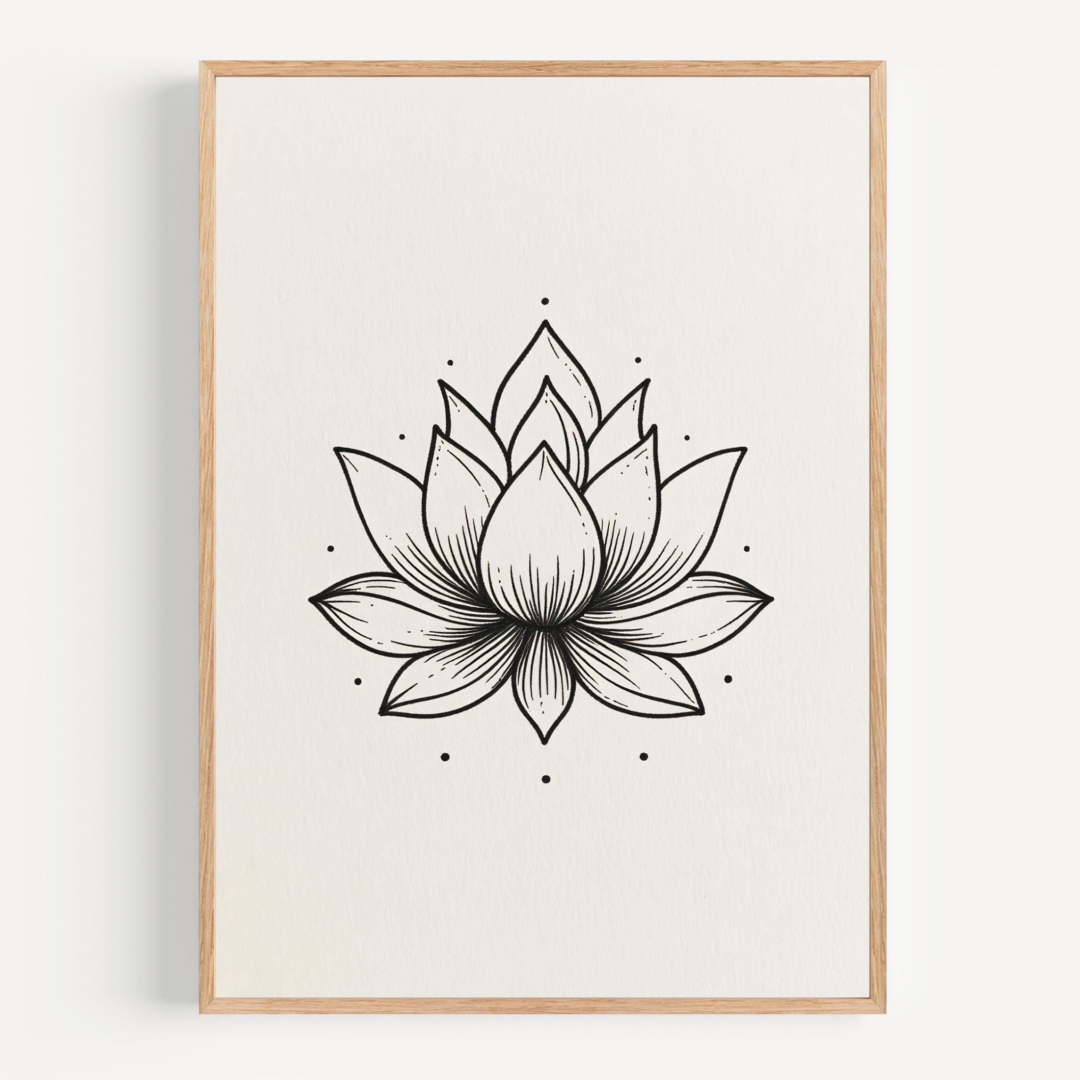 Minimalist Lotus Print, Zen Lotus Wall Art, Lotus Flower Art, Lotus ...