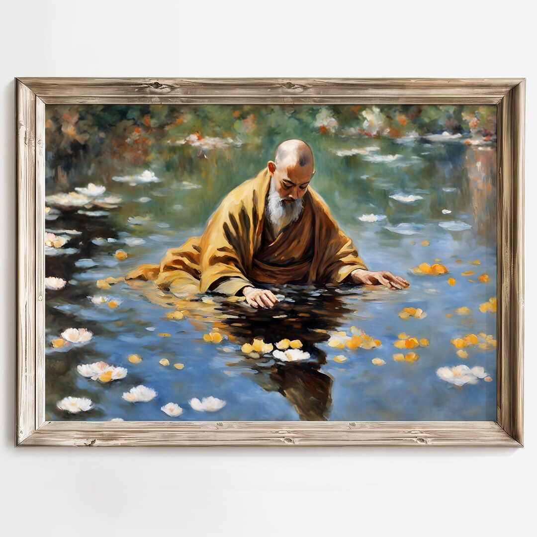 Touching the Flow of Nature Spiritual Zen Home Decor, Tranquil Wall Art ...