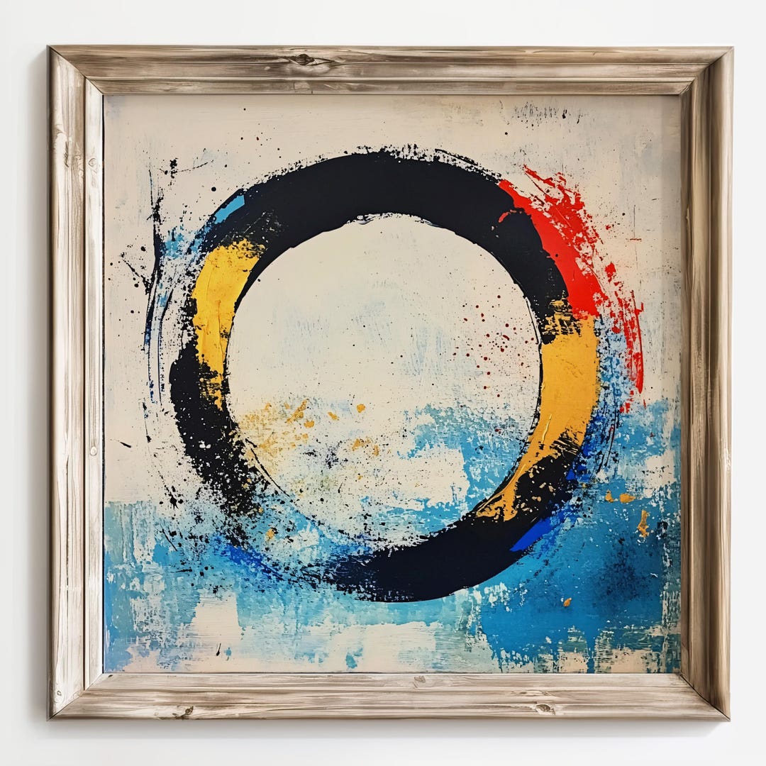 Abstract Circle Artwork Contemporary Wall Art Vibrant Color Splash Zen ...