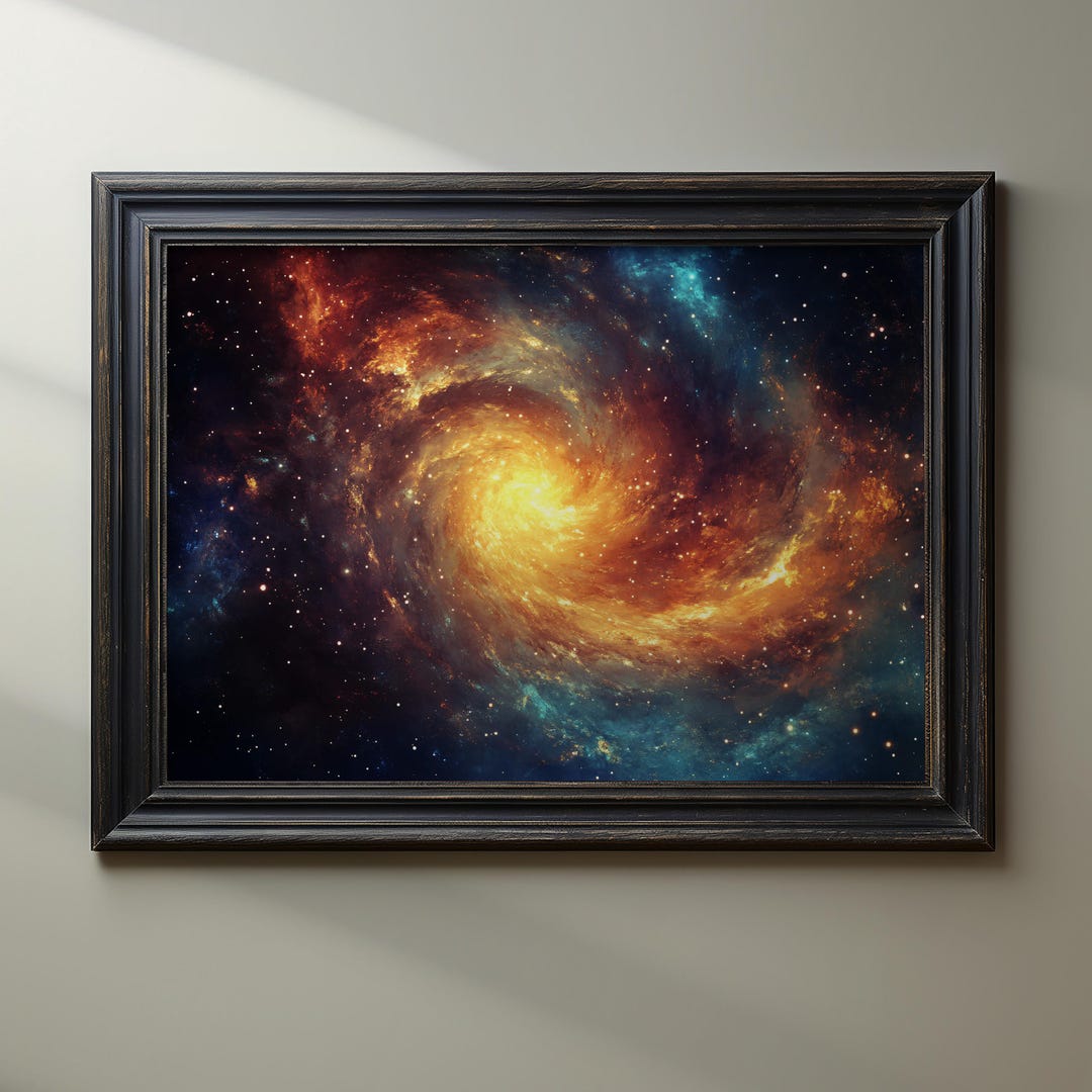 Spiral Galaxy Art Print, Cosmic Painting, Nebula Wall Art, Space Decor ...