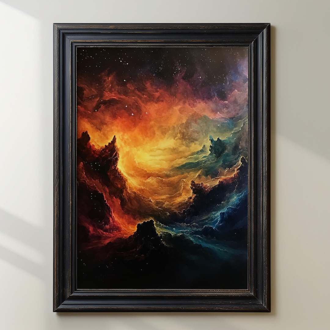 Cosmic Nebula Print, Space Wall Art, Abstract Galaxy Painting, Sci Fi ...