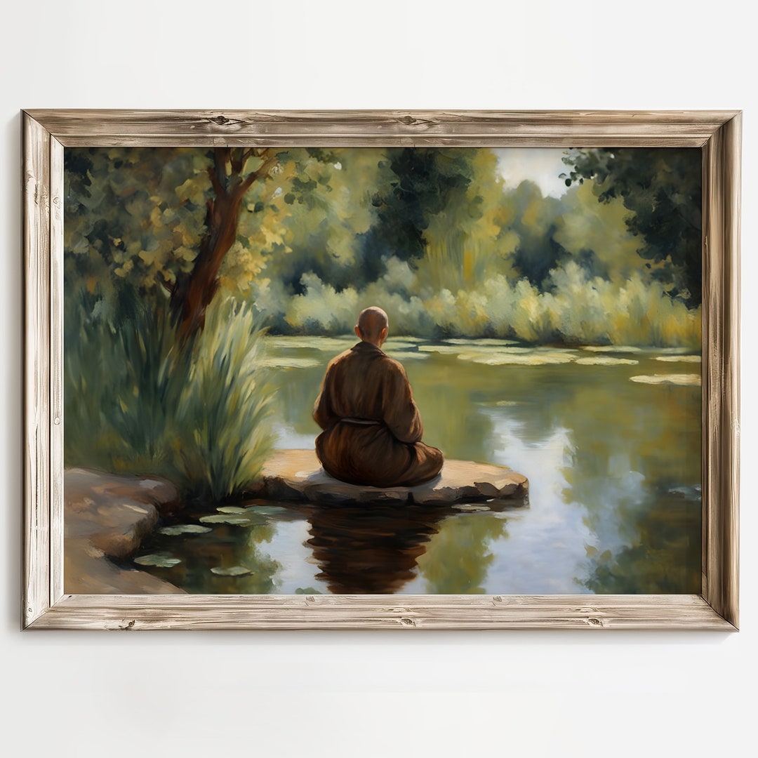 A Moment of Reflection | Meditating Monk, Spiritual Zen Home Decor ...