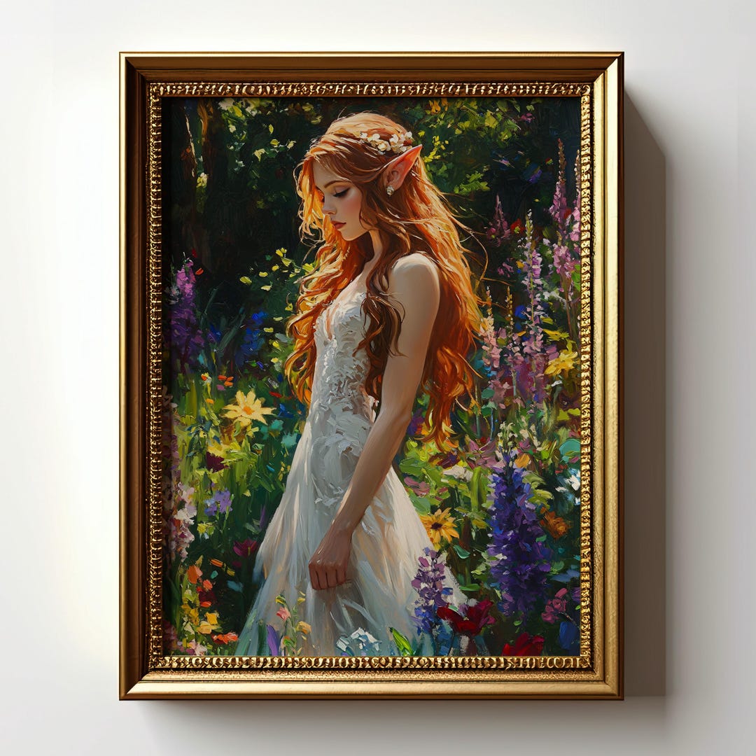 Elven Princess Wall Art, Fantasy Elf Woman Print, Enchanted Forest ...
