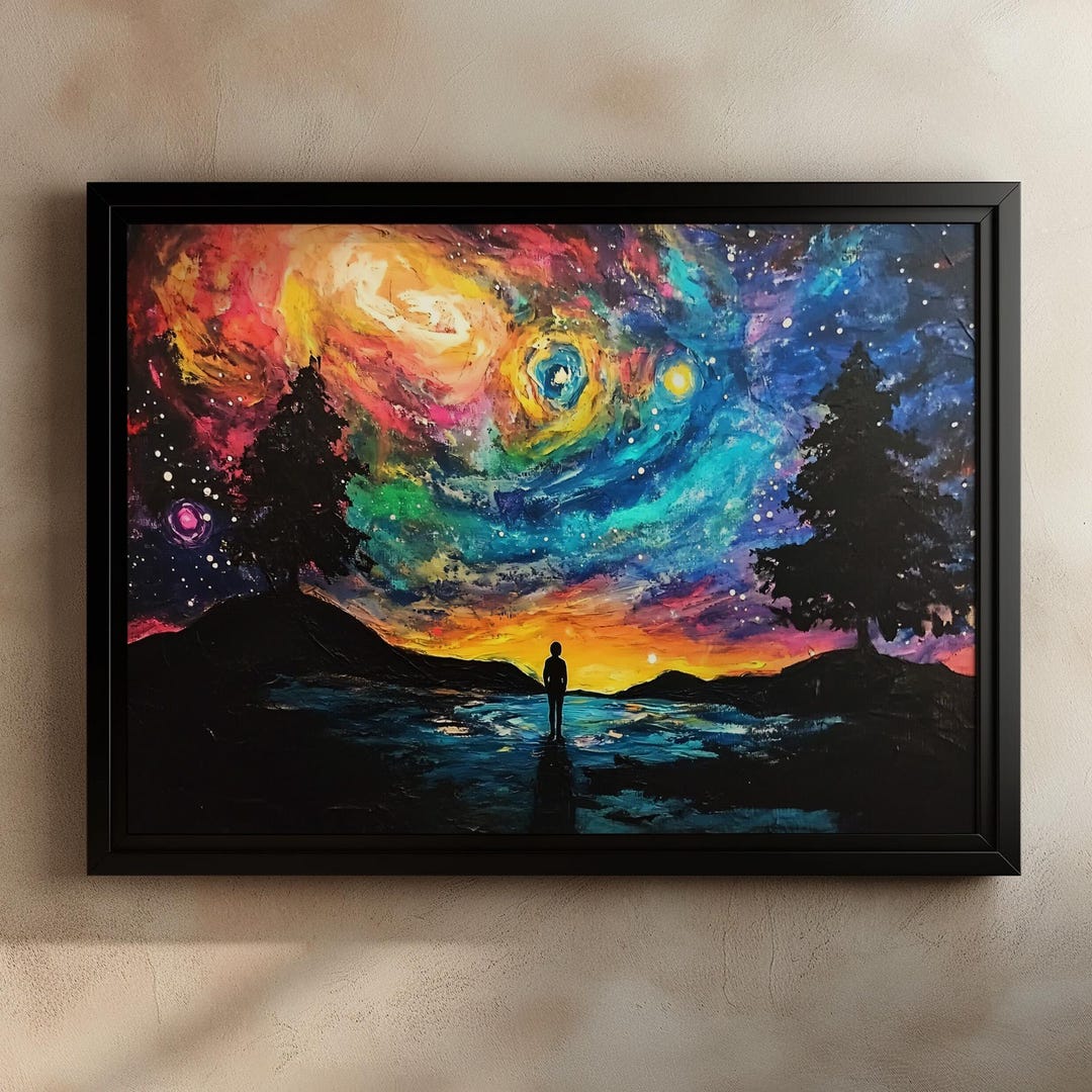 Cosmic Landscape Art, Galaxy Painting, Colorful Nebula, Abstract Night ...