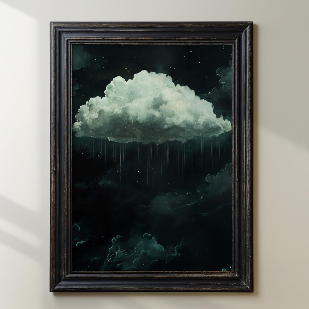 Cloud Art Print, Abstract Sky Painting, Stormy Cloud Wall Art, Moody ...