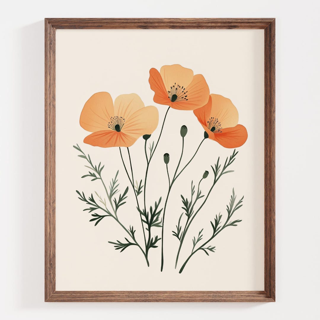 Poppy Flowers, Floral Wall Art, Flower Decor, California Poppies Decor ...