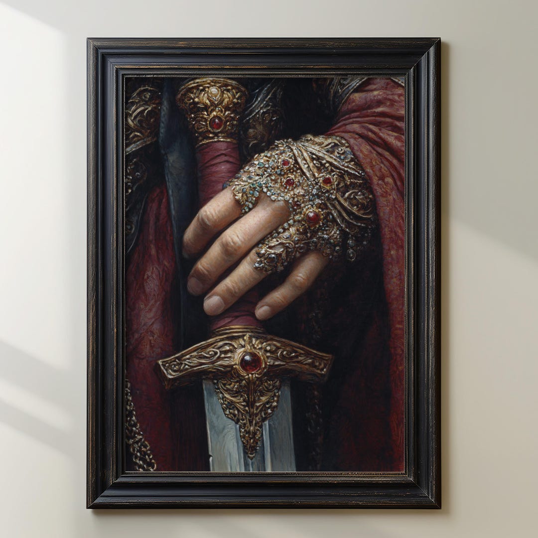 Fantasy Sword Art Print, Regal Hand With Jewel-encrusted Glove ...