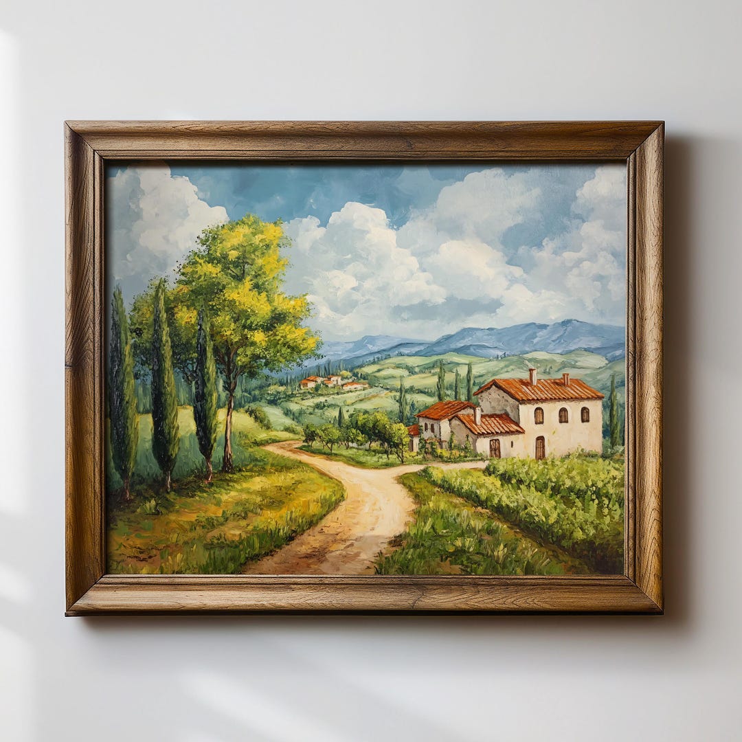 Tuscany Landscape Print, Italian Countryside Wall Art, Rustic Farmhouse ...