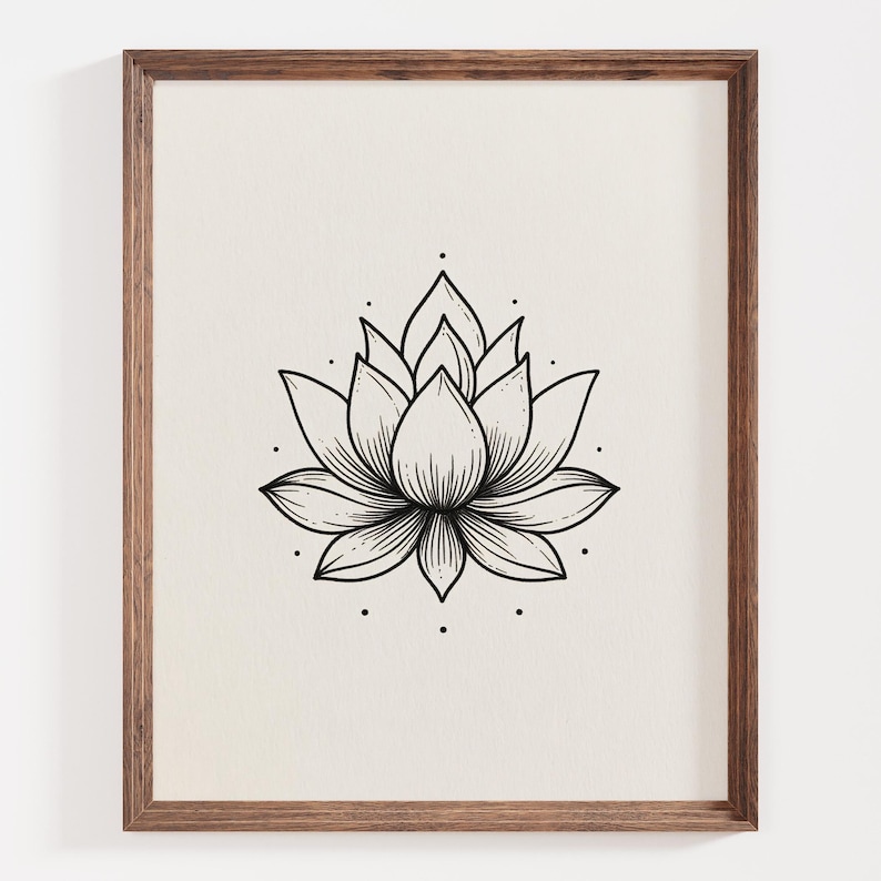 Minimalist Lotus Print, Zen Lotus Wall Art, Lotus Flower Art, Lotus ...