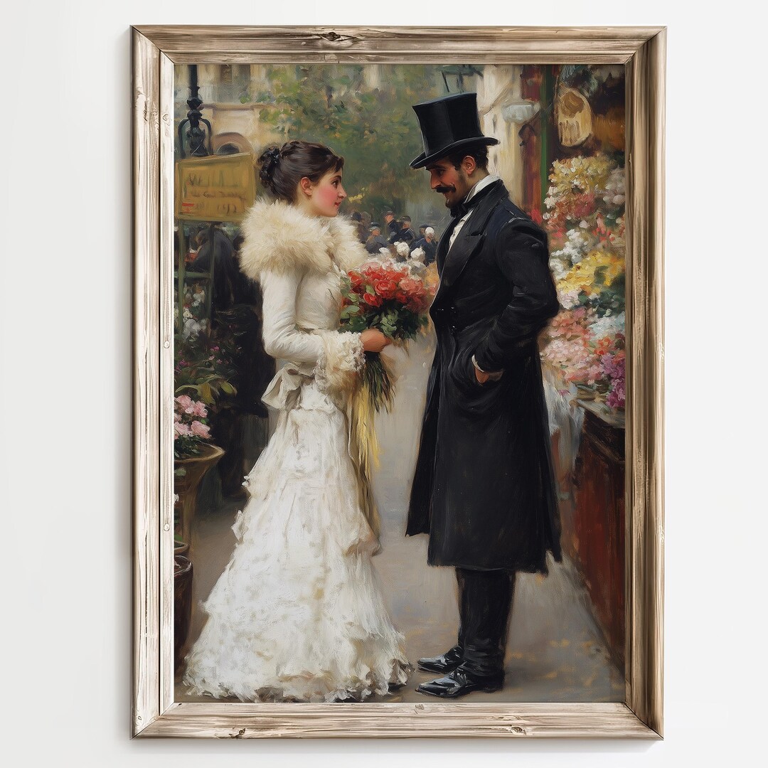 Romantic Victorian Art Print, Elegant 19th Century Couple, Vintage ...