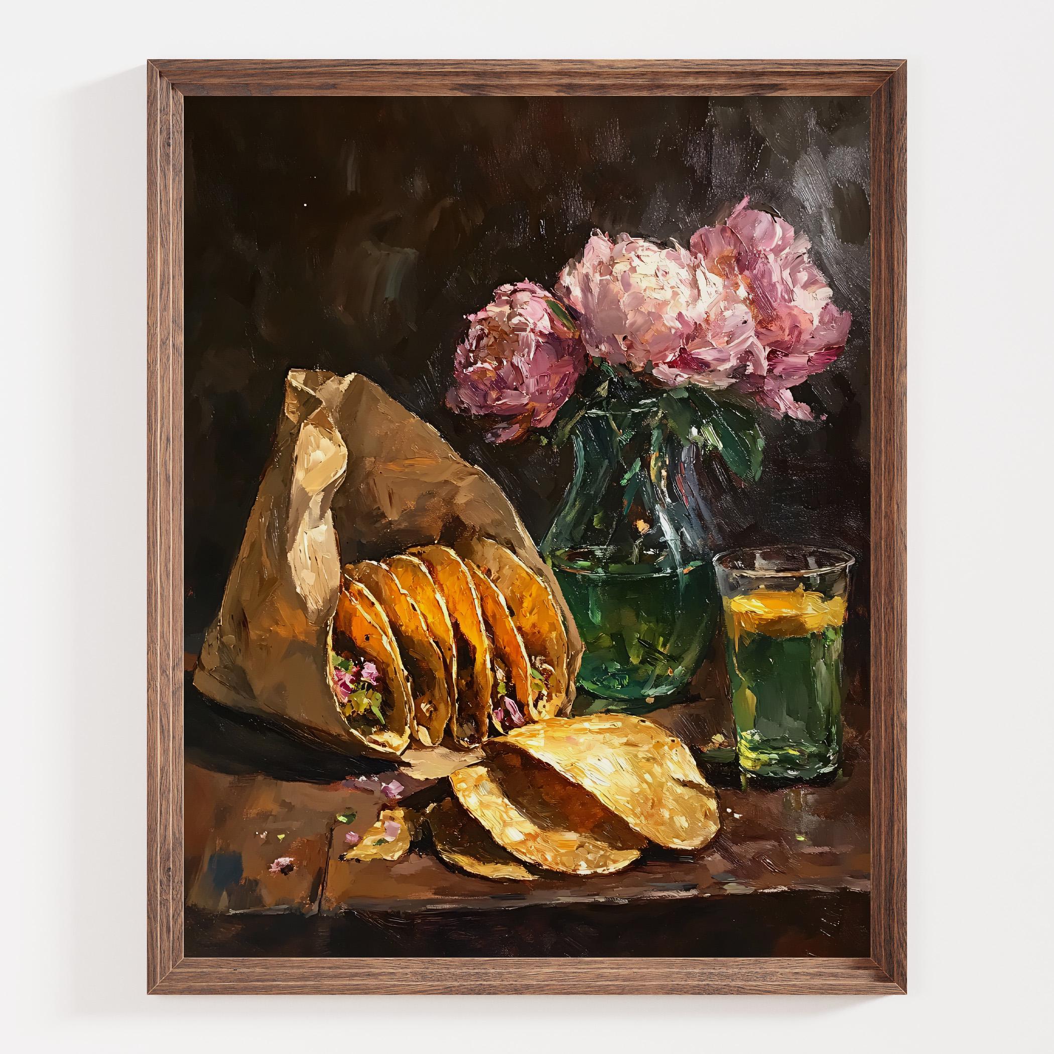 Rustic Taco Still Life Print, Mexican Food Art, Kitchen Wall Decor ...
