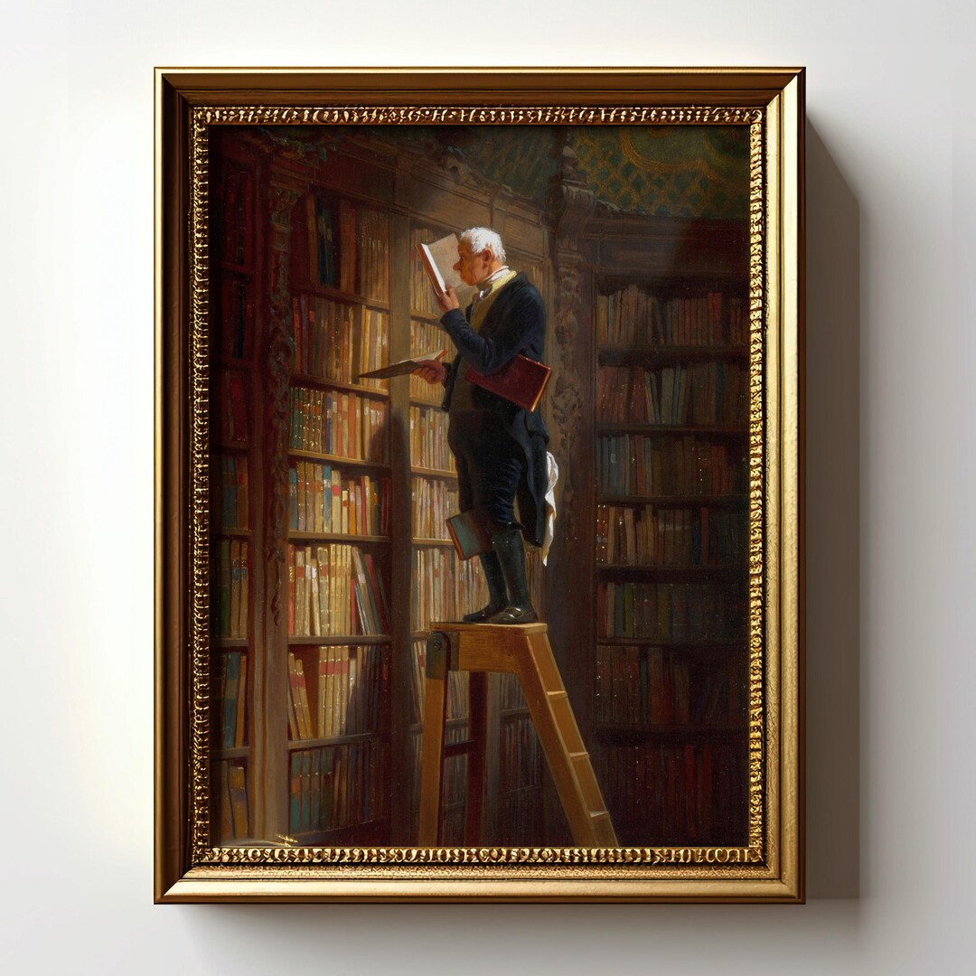 The Bookworm Art Print, Vintage Library Painting, Classical Book Lover Decor, 19th Century ...
