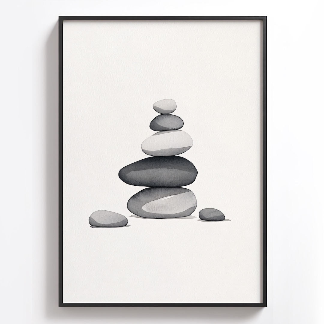 Stacked Stones Art, Zen Decor, Minimalist Wall Art, Zen Balance Art ...