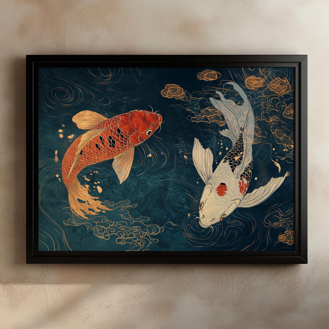 Koi Fish Wall Art, Japanese Koi Print, Zen Koi Fish Painting ...