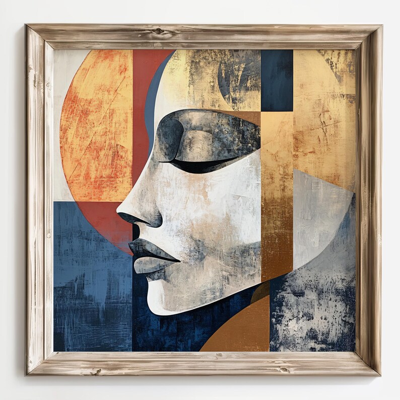 Abstract Geometric Art Print, Modern Face Art, Bold Minimalist Portrait ...