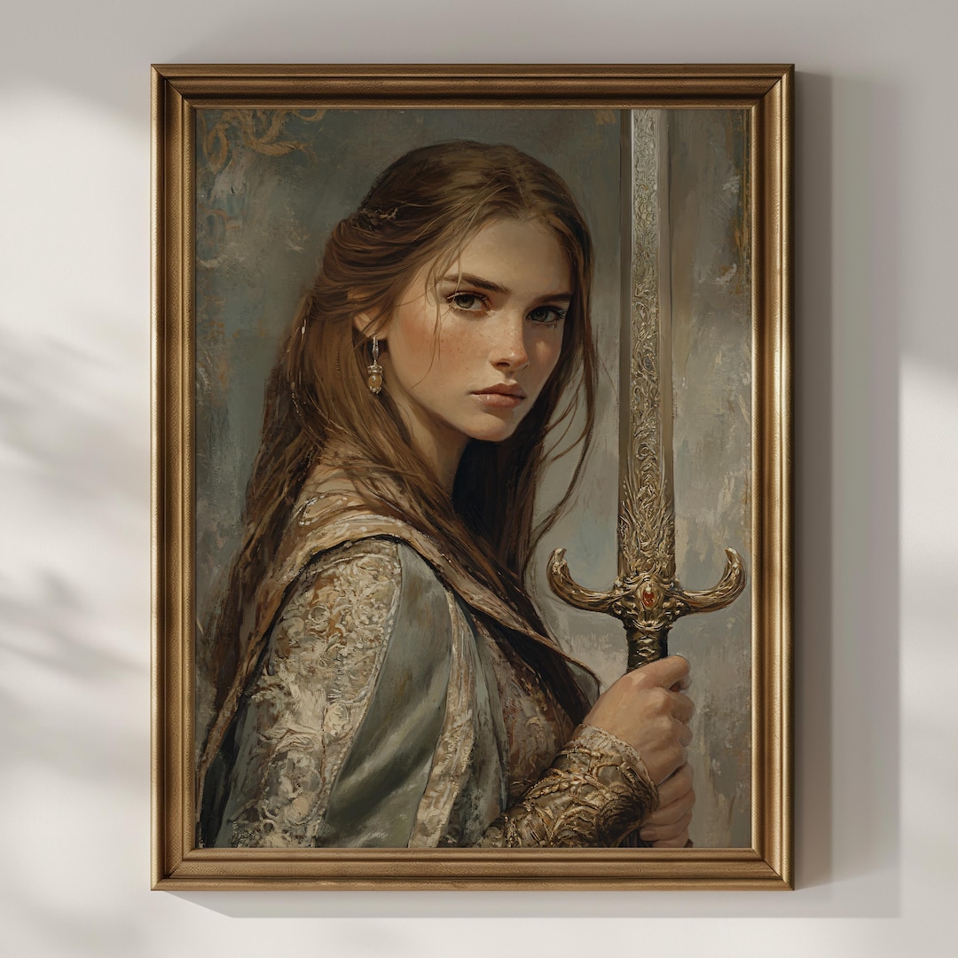 Warrior Princess Art Print, Fantasy Woman With Sword, Medieval Wall Art ...