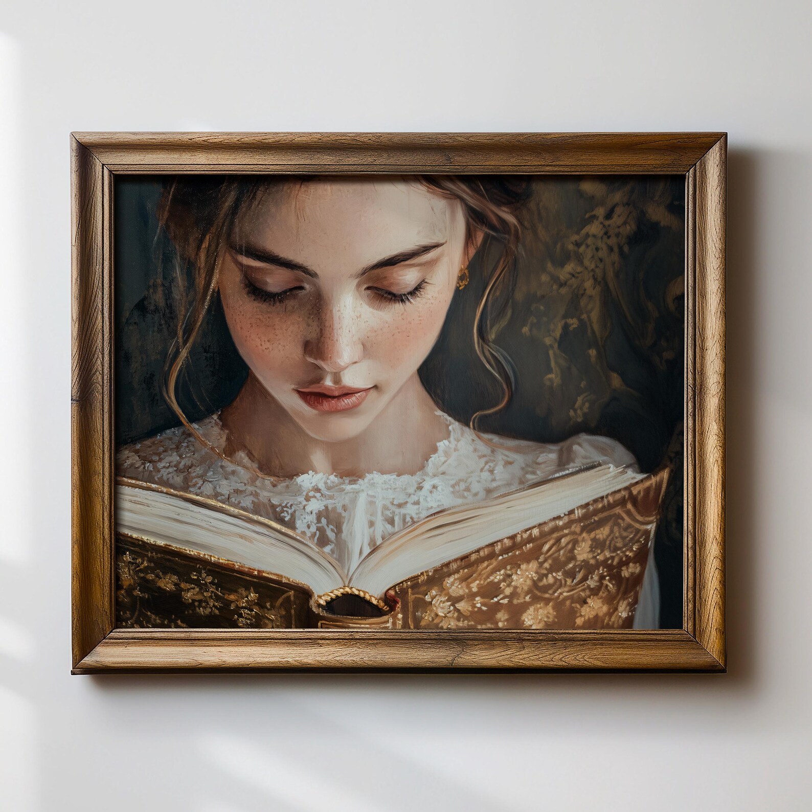 Vintage Book Art, Girl Reading a Book, Classic Literature Painting ...