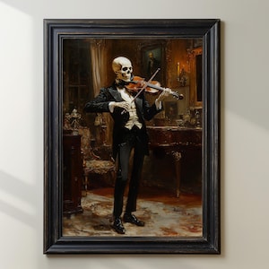 Skeleton Violinist Print, Gothic Wall Art, Dark Classical Decor ...